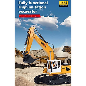 QIYHBVR 6CH Remote Control Excavator Toys Car, Excavator Trucks for Kids, Construction Dump Truck Vehicles, Construction Engineering Toys Digger, Gift for Boys Girls Ages 6 and Up