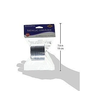 Beistle Silver Metallic Plastic Streamer Hanging Wedding Showers And Birthday New Year's Eve Indoor Outdoor Party Decor, 3" x 200'