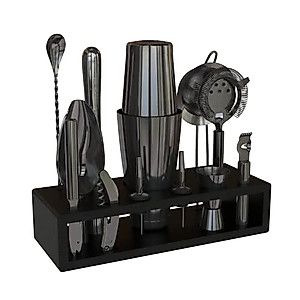 13-Piece Boston Cocktail Shaker Bar Set Gunmetal Plated Bartender Kit Cocktail Shaker Set Black Cocktail Kit with Mixology Bartender Kit Bar Accessories Bartending Kit Cocktail Set With Shaker
