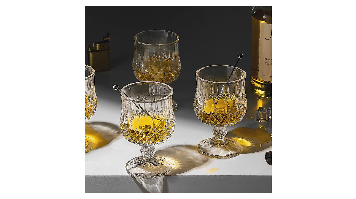 HUAHANGNA Brandy Snifter Set of 4 | Elegant Crystal Cocktail Glasses