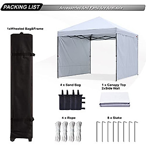 ABCCANOPY Outdoor Easy Pop up Canopy Tent with 2 Sun Wall 10x10, White