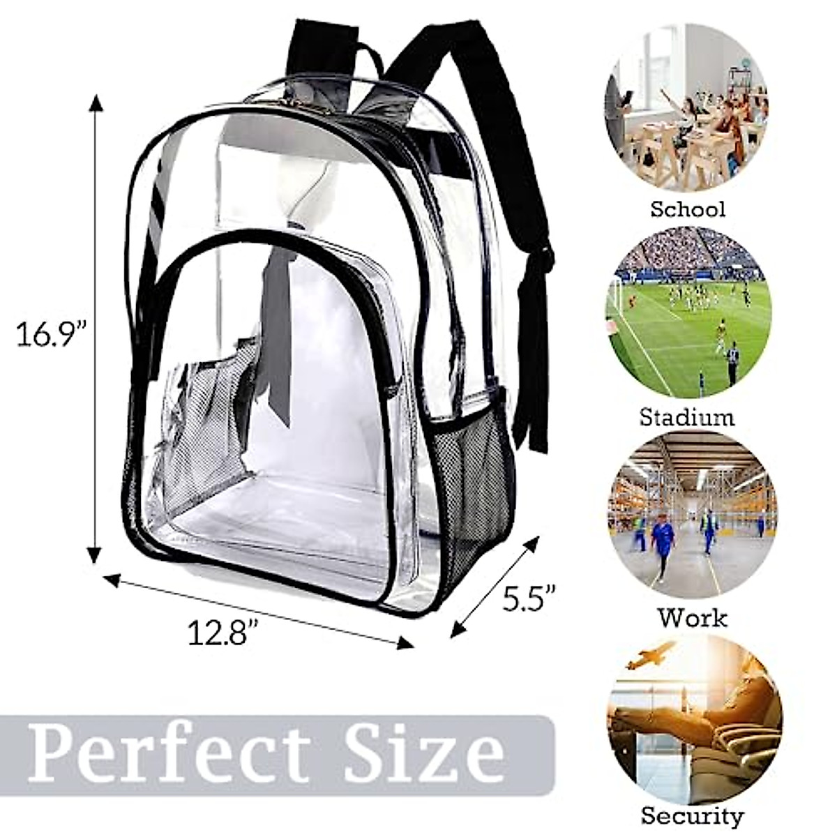 xrlsg Personalized Clear Backpack for Girls Boys Custom Name PVC Transparent Backpacks Perfect for School Office - Initial & Name 1