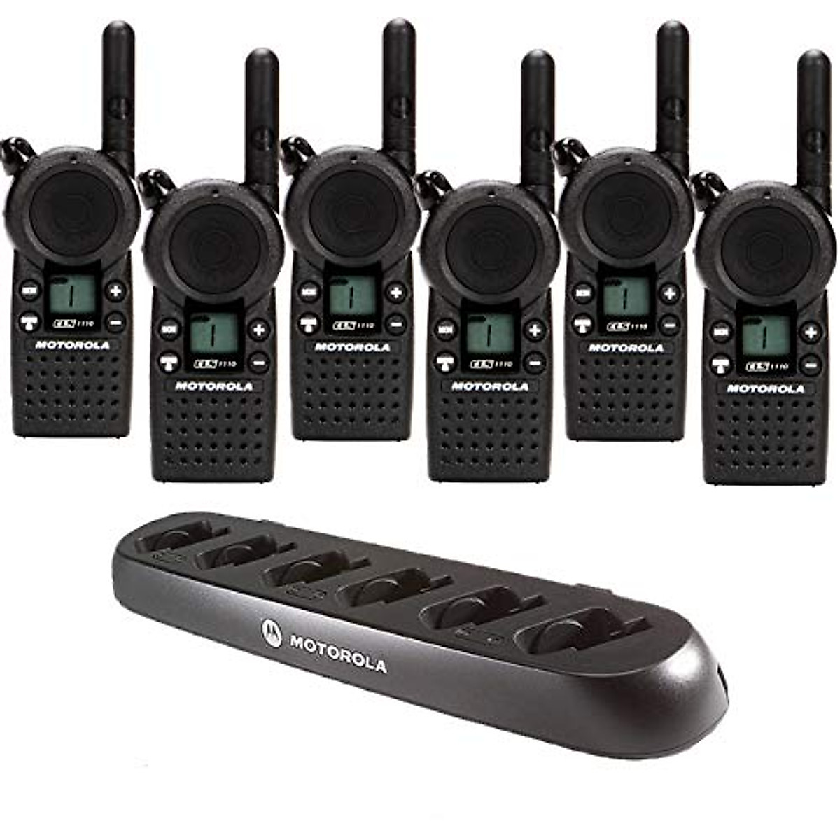 6 CLS1110 - UHF 1 Watt 1 Channel Radios & 1 56531 6 Radio Charger by Motorola Solutions - Intended for Business Use