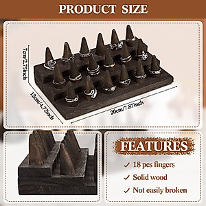 Juexica 18 Fingers Wood Ring Display Wooden Finger Ring Stand for Selling Jewelry Display Holder Showcase for Storage(Black Gray)