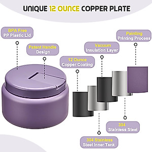 BOSEDSANG 13.5oz Soup Thermo for Hot Food Kids with Buckle Lid Insulated Vacuum Food Jar Wide Mouth Leakproof Stainless Steel Lunch Container (Purple)