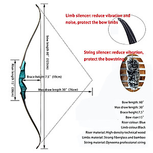 Black Hunter Takedown Recurve Bows for Adults Archery Bow Set Hunting Bow 60" 20-60 lbs Right Hand Wooden Riser with Arm Guard and Finger Guard for Outdoor Shooting Hunting Competition (25 lbs)