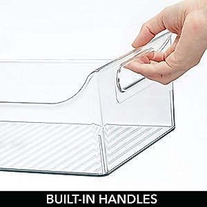 mDesign Portable Nursery Storage Plastic Baby Organizer Storage Caddy Bin w/Handles for Kids/Child Essentials - Holds Diapers, Wipes, Bottles, Baby Food - 16" Long - Ligne Collection - 2 Pack - Clear