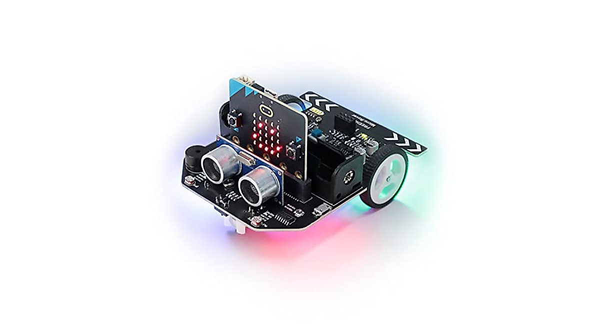 FREENOVE Micro:Rover Kit for BBC Micro:bit (V2 Included), Obstacle Avoidance, Light-tracing ...