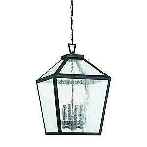 Savoy House 5-104-BK Woodstock 4-Light Outdoor Hanging Lantern (15" W x 24" H)