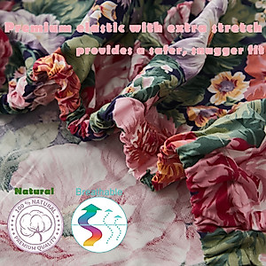 Brandream 3-Piece Crib Bedding Sets for Girls Garden Allure Blossom Floral Baby Nursery Set | Crib Comforter, Fiited Crib Sheet, White Tulle Lace Crib Bed Skirt, Pink Purple Green,100% Cotton