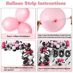 Pink Black Halloween Balloon Garland, 125pcs Matte Black Pink White Metallic Silver Rose Red Balloons for Halloween Themed Party Kids Halloween Girl Birthday Haunted House Decorations