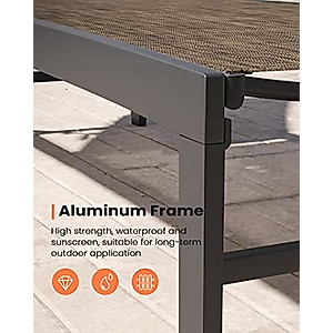 Pellebant Outdoor Lounge Chairs Set of 2, Patio Aluminum Chaise Lounge with Adjustable Backrest, Rustproof Pool Lounge Chairs for Pool Deck Sunbath(2pcs,Grey&Brown)