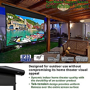 Elite Screens Yard Master Electric Tension CineWhite, 125" Diag. 16:9 Motorized Tab-Tensioned Projector Screen, IP33 Rated, RF Remote Control, 4K/8K Ultra HD 3D Movie Theater (OMS125WHT-ELECTRIC)