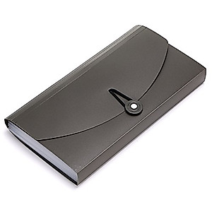 BTSKY Expanding File Folder -13 Pockets Small Accordion File Folder Expandable Card Ticket Holder File Storage Folder Check Bill File Folder Plastic Business Document Organizer Wallet Case New Grey)