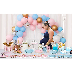 Ottin Gender Reveal 250 PCS Pink and Blue Paper Plates and Napkins Set Decorations for Wedding Boy or Girl's Birthday Party Baby Shower Bridal Shower Christmas New Year Valentine's Day