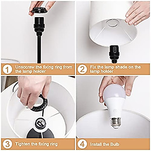 YAMEIWAN Touch Table Lamp for Bedside Lamp, 3 Way Dimmable Lamp with Round White Lampshade, Suitable for Living Room Dormitory, Home Office, Bedside Lamps Set of 2 (LED Bulb Included)-Black