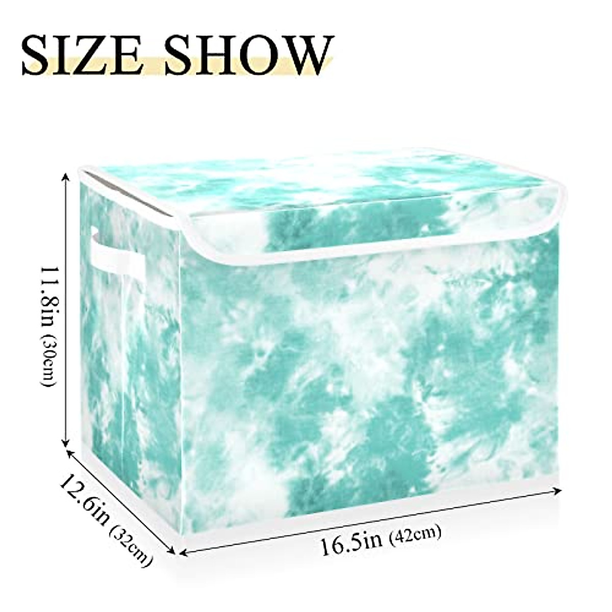 innewgogo Tie Dye Teal Storage Bins with Lids for Organizing Storage Bin with Handles Oxford Cloth Storage Cube Box for Toys