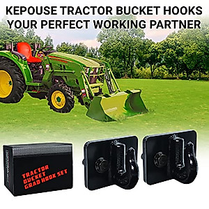 Kepouse Tractor Bucket Grab Hook 3/8" Grade 70 Forged Steel Bolt On Grab Hook Tow Hook Mount with Backer Plate,Work Well for Tractor Bucket, RV, UTV,Truck. 2 Pack (Black)