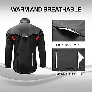 ROCKBROS Winter Cycling Jacket for Men Thermal Fleece Windproof Jacket Running Biking Hiking