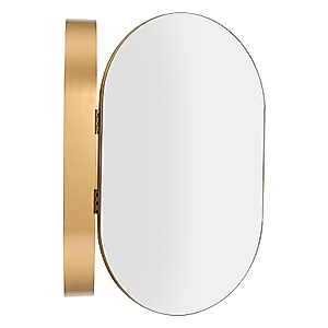 ZHIMIFU Oval Cabinet Mirror Bathroom Medicine Cabinet with Mirror Wall Storage Cabinet Vanity Wall Mirrors for Home Decor Bathroom Bedroom Living Room or Hallway,19.8” W x 30.8” H(Gold)