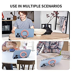 BF2JK Magnetic Phone Ring Stand Holder Compatible with Magsafe Silicone Cushion Magnetic Finger Ring Grip for iPhone 14 13 12, Pro,Pro Max, Mini, Pink
