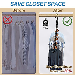 24 Pack Hangers Space Saving Magic Sturdy Space Saver Storage Smart Plastic Clothes Hanger Organizer for Closet Wardrobe Apartment College Dorm Room Essentials, Black