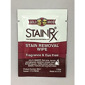 Stain Rx 18-Wipes Box- Portable Stain Eliminator & Spot Remover Wipes, Individually Packaged Towelettes