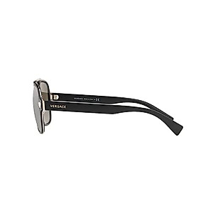 Versace Man Sunglasses Black Frame, Light Grey Mirror Silver Lenses, 56MM