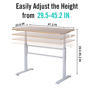 UNICOO Manual Standing Desk Adjustable Height Heavy Duty Game Desk, Crank Adjustable Desk, Adjustable Computer Desk, Manual Stand Up Desk with Headphone Hook,48 x 24 Inches(SYK01-Grey Oak)