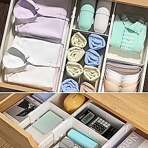 ARSTPEOE Drawer Dividers with 12 Inserts,16.9-23", Drawer Dividers for Clothes, Expandable Kitchen Drawer Organizer,Adjustable Drawer Separators for Bedroom Bathroom Dresser (6 Pack)