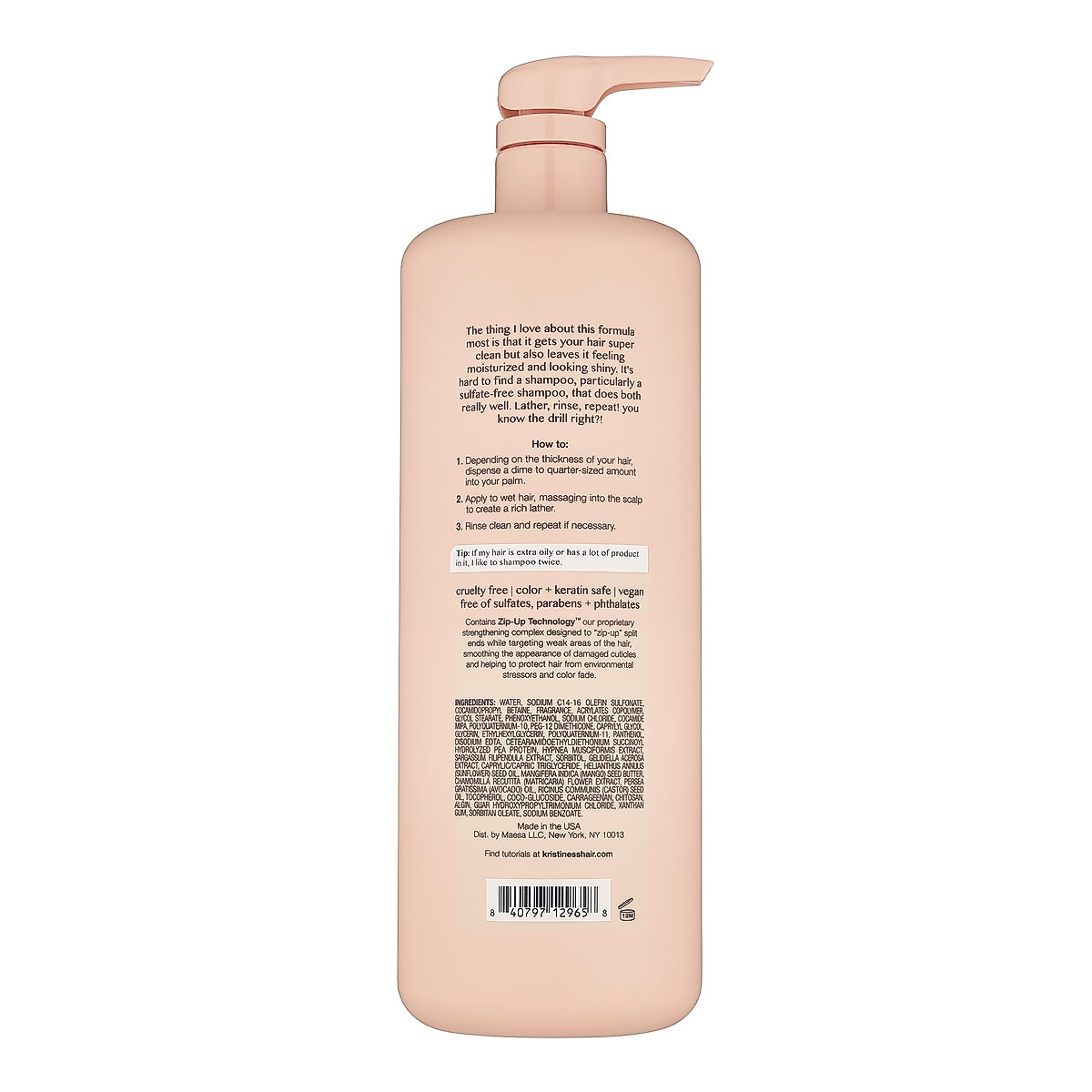 Kristin Ess Hair One Signature Shampoo with Avocado Oil + Castor Oil for Women - Lightly Clarifying Daily Sulfate Free Hydrating Shampoo, Color Safe, Vegan, 33.8 fl oz