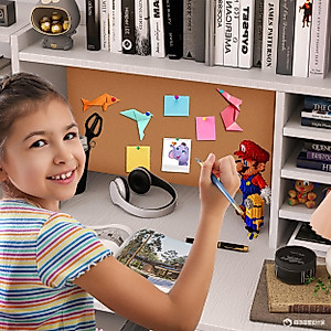 OZMSHF White Kids Desk and Chair Set for 8-12 Year Old，Kids Desk with Storage with 4 Drawers, Wooden Children School Study Table with Hutch，Kids Table and Chairs Ages 6-12