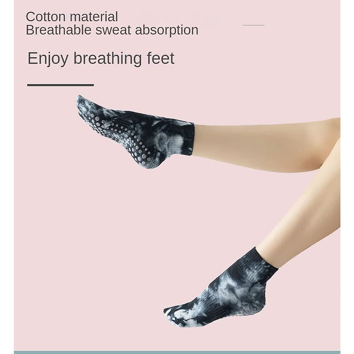 EGEN Dye Tie Yoga Socks for Women Man Novelty Print Non Skid Socks Non Slip Grip for Pilates Barre Ballet Sport (Black)