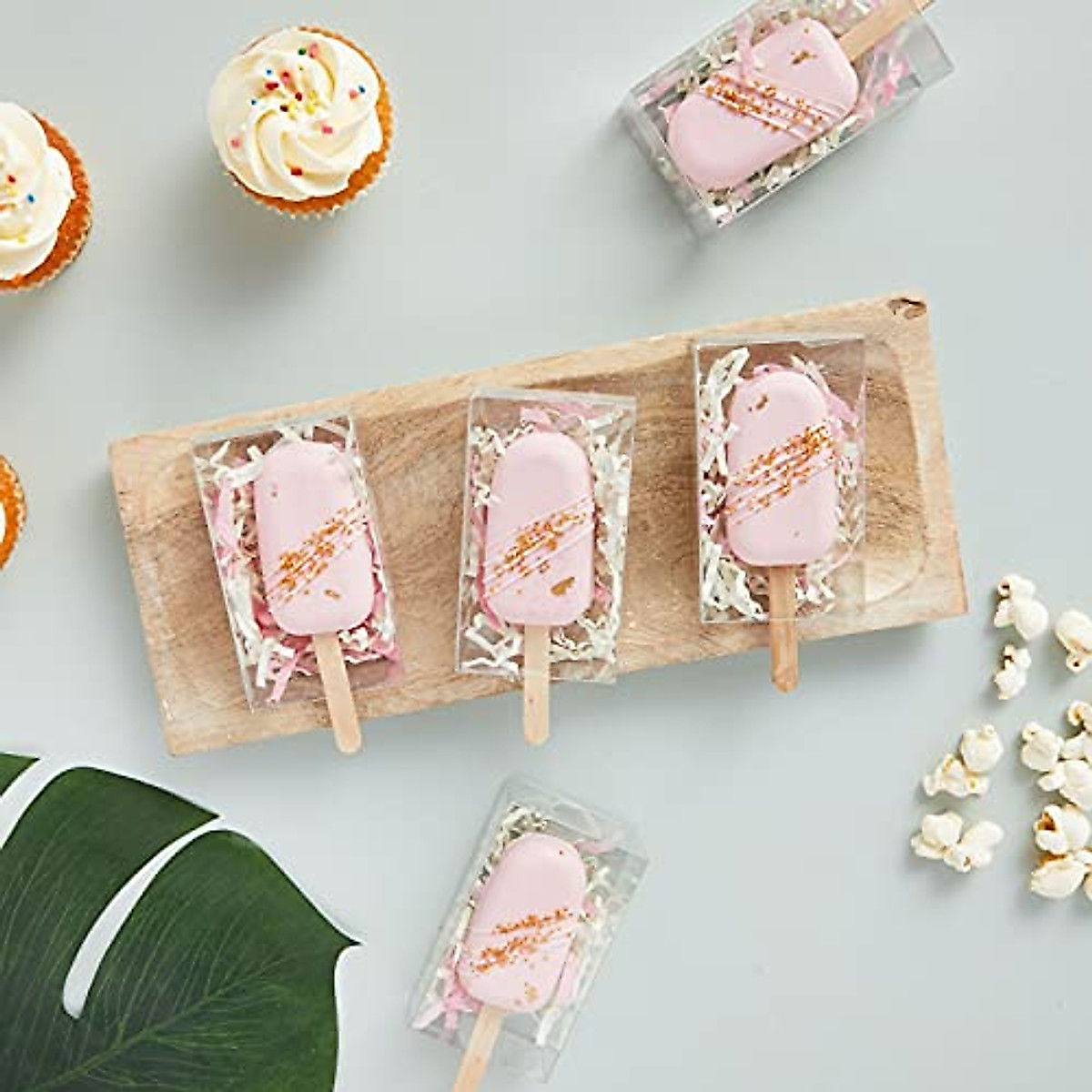 Cakesicle Treat Boxes, Clear Dessert Gift Box for Cake Pop Favors (3.7 x 2.2 In, 50 Pack)