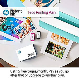 HP DeskJet 3755 All-in-One Wireless Printer - Instant Ink Ready, Mobile Printing, Best Printer for Home and Office, Scanner, Copy, Fax, Inkjet with Built-in Wifi, J9V90A - Blue Accent (Renewed)