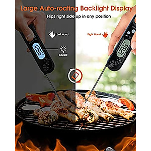 Meat Thermometer,Instant Read Meat Thermometer for Cooking, Fast & Precise Digital Food Thermometer with Backlight, Magnet, Calibration, and Foldable Probe for Deep Fry, BBQ, Grill, and Roast Turkey.