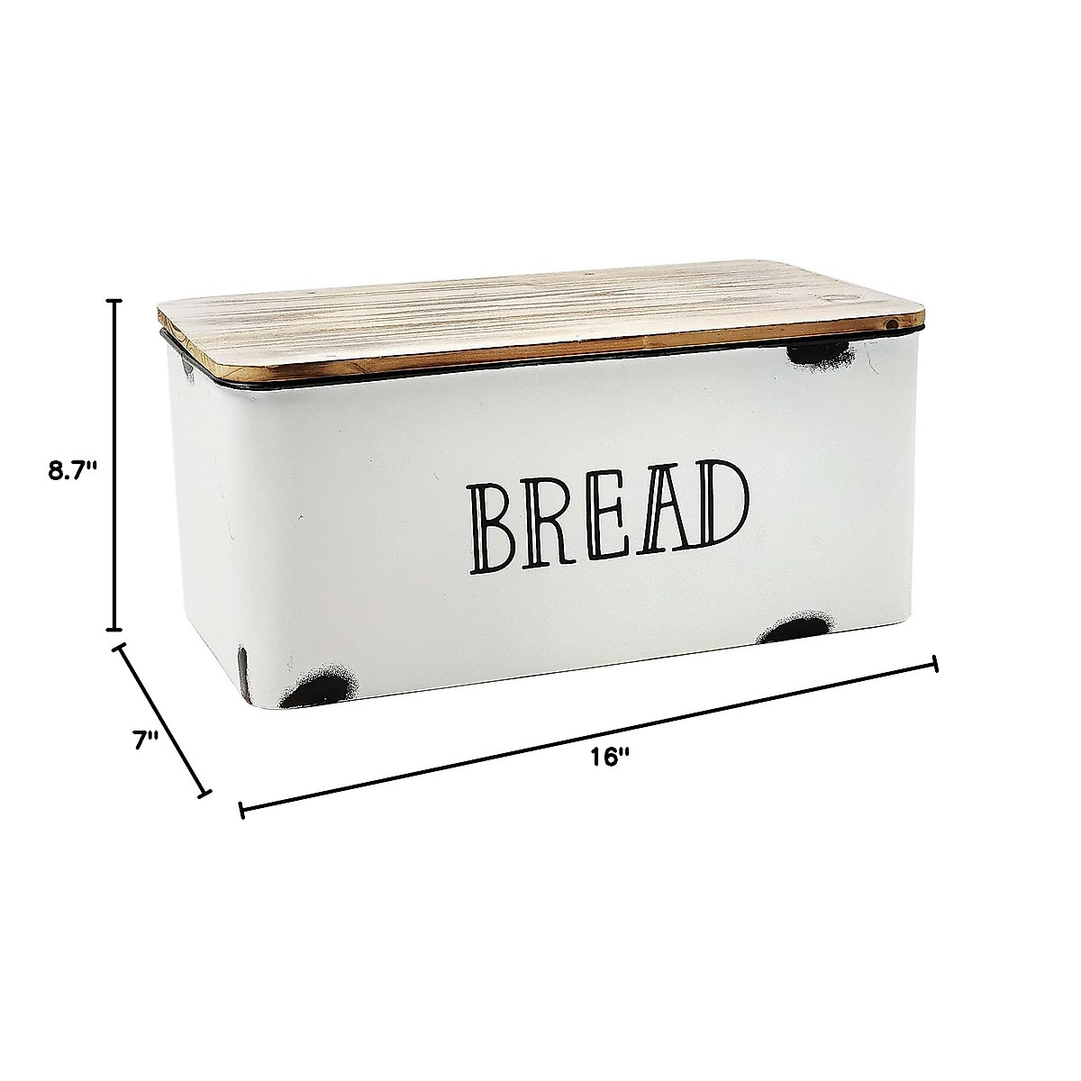AVV Farmhouse Bread Box for Kitchen Countertop Metal White Loaf of Bread Storage Container Large Vintage Bin Retro Rustic Counter Breadbox