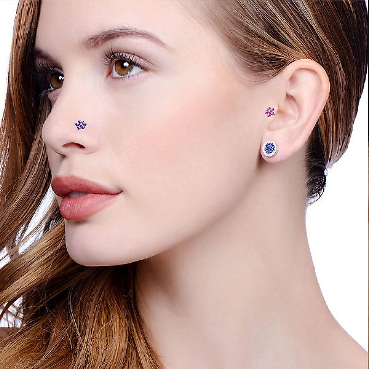 ANDGING 20G Nose Studs Flower I Shaped 20pcs Nose Rings Studs Tragus Piercing Jewelry Lip Earring Cartilage Studs Ear Nose Piercing kit Surgical Stainless Steel 2.0mm Ideal Gift