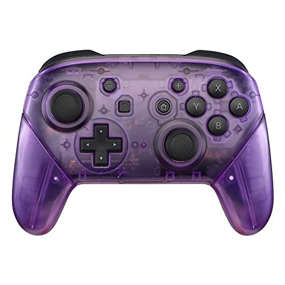 eXtremeRate Clear Atomic Puple Faceplate Backplate Handles for Nintendo Switch Pro Controller, DIY Replacement Grip Housing Shell Cover for Nintendo Switch Pro - Controller NOT Included