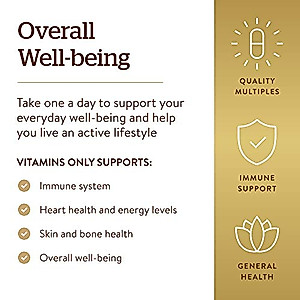 Solgar Vitamins Only, 90 Vegetable Capsules - Multivitamin - Vitamin A, B1, B2, C, D & E - Overall Well-Being - Immune Support - Gluten Free, Dairy Free, Kosher - 90 Servings
