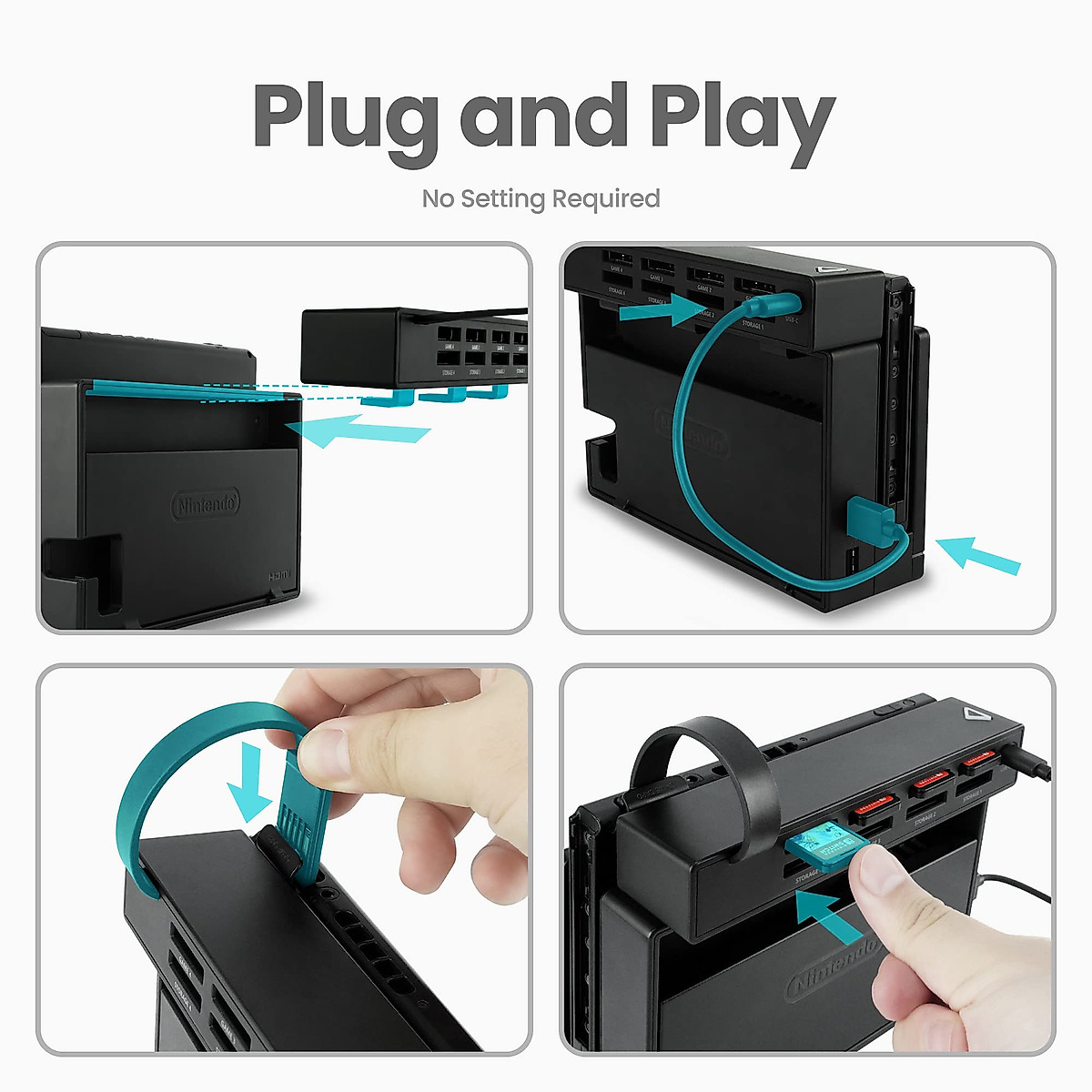 Park Sung Switch Game Card Reader, Upgrade Version Switch Game Switcher with Remote Control Switching, 8-in-1 Game Cards Holder (4 for Game Switch+4 for Storage) Quick Switching for Switch/Switch OLED