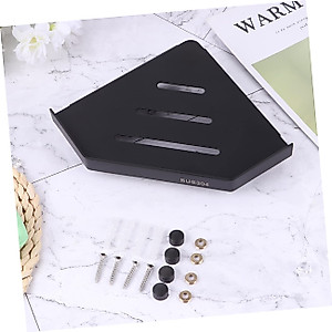 DOITOOL 2 Pcs Corner Storage Holder Storage Shelves Bathroom Corner Shelf Washroom Corner Shelf Shower Corner Shelf Storage Shelf Corner Storage Rack Black Shelf Bathroom Shelf Small Tray