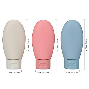 3 Pcs Travel Bottles Set,60ML Travel Bottles & Containers,Small Mini Empty Plastic Squeeze Bottles for Travel Toiletries,Shampoo and Conditioner with Storage Bag