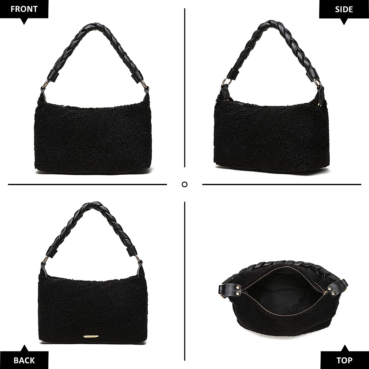 Like Dreams Women Soft Sherpa Top Handle Vegan Leather Winter Fashion Handbag Purse (Grey)