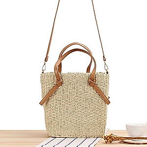 H.S.G.K Women's Summer Handbag Casual Multifunctional Shoulder Bags Straw Handbag Ladies Vintage Square Basket