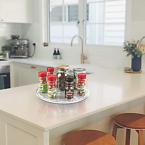 WishDirect Lazy Susan Turntable, Cabinet Organizer for Kitchen, Pantry, Bathroom, Fridge, Countertop Vanity Storage, Plastic Round Spice Rack Organizer 360° Rotation- Food Safe, Clear, 12 Inch
