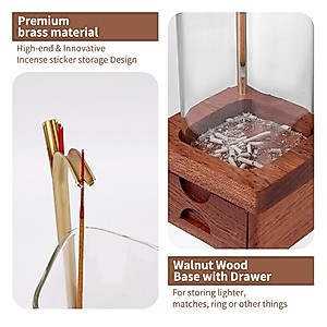Eniffbaa Incense Burner Upgraded Incense Holder for Sticks [Anti-Ash Flying] with Removable Glass Ash Catcher Stick Storage Upgraded Incense stick Holder with Drawer Ornament Home Decor