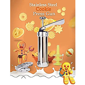 Cool Cook Cookie Press Machine Stainless Steel Biscuit Extruder Press Cookie Gun Kit Set DIY Biscuit Maker Baking Decoration Supplies