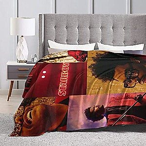 The Singer Weeknd Merchandise Blanket Ultra-Soft Blanket Collage Singer Blanket Flannel Blanket Portable Throw Blanket for Living Room Couch Sofa Rapper Fans Gift 50x40 Inches