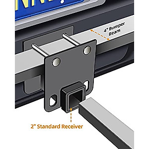 Ohuhu RV Bumper Hitch 2" Receiver Adapter with Hitch Pin & Hitch Cover, Openning 3500 LBS Capacity Fits 4" x 4" Bumper Trailer Towing Cargo Carrier Bike Racks
